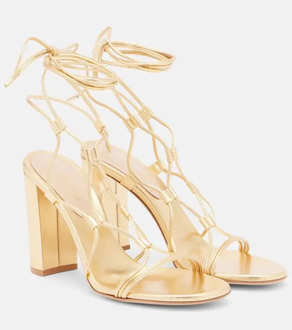GIANVITO ROSSI 95 Leather Sandals - Gold