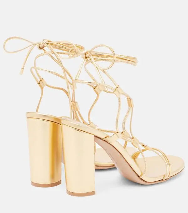 GIANVITO ROSSI 95 Leather Sandals - Gold