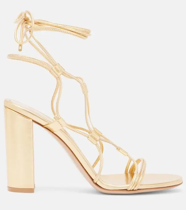 GIANVITO ROSSI 95 Leather Sandals - Gold