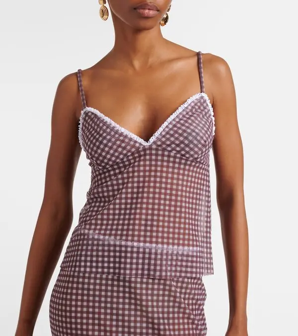 BANANHOT Solay Gingham Semi-sheer Top