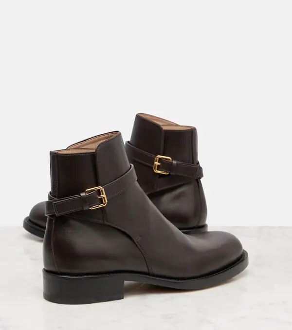 THE ROW Nobilis Leather Ankle Boots - Brown