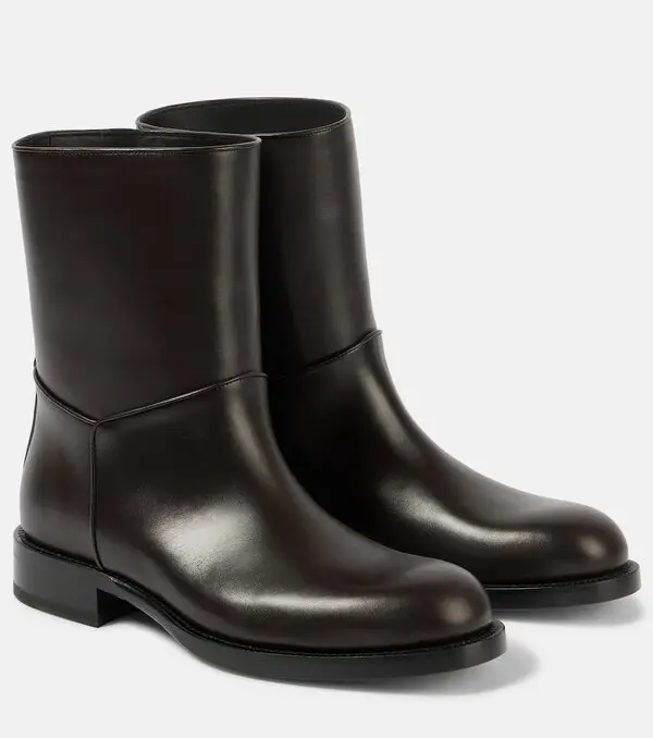 THE ROW Nobilis Leather Ankle Boots - Brown