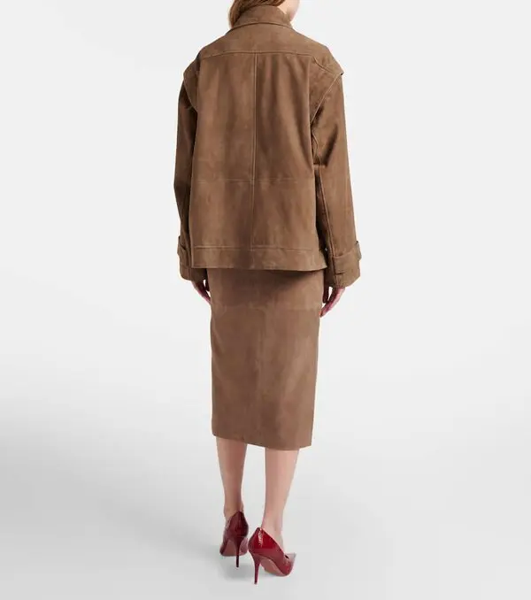 ROTATE BY BIRGER CHRISTENSEN Suede Pencil Skirt