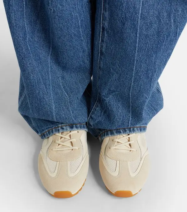 Tory Burch Suede And Leather-trimmed Sneakers - Beige