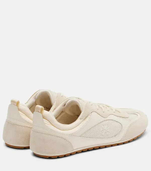 Tory Burch Suede And Leather-trimmed Sneakers - Beige