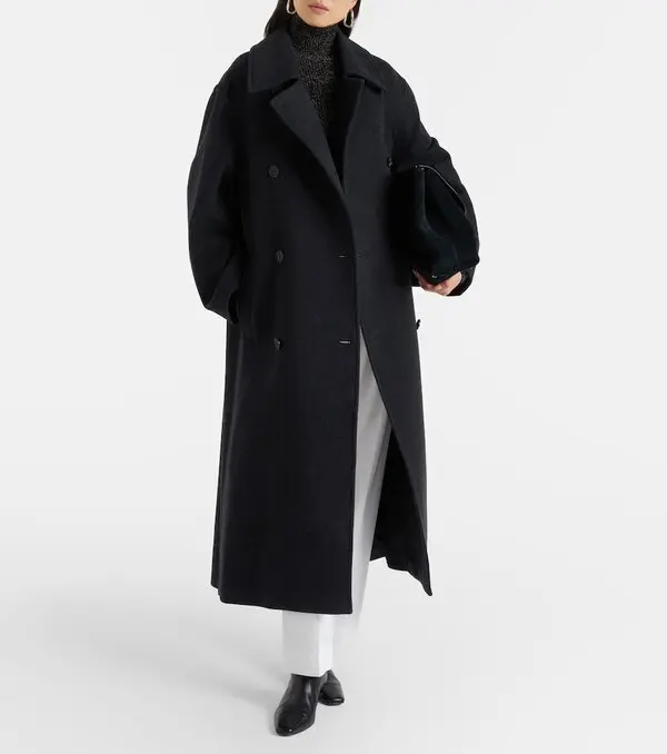 TOTEME Shield Double-breasted Wool-blend Coat - Grey