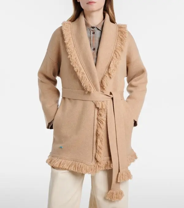 Alanui Fringed Cashmere-cotton Cardigan - Beige