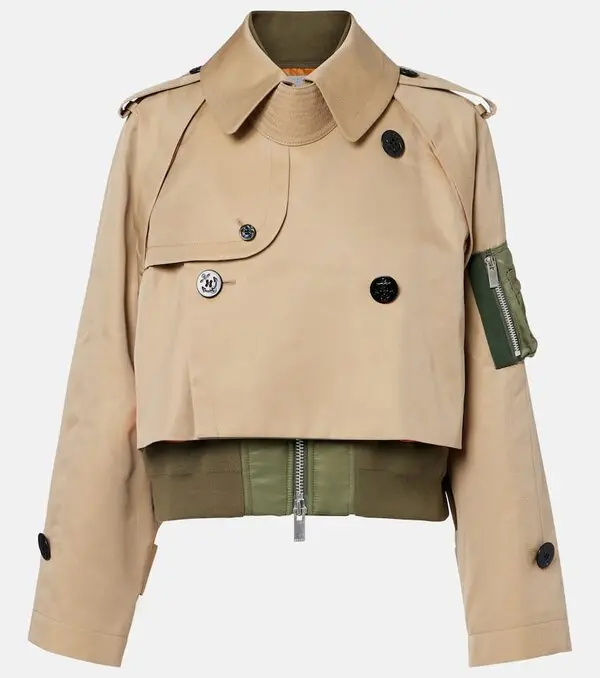 Sacai Padded Cotton-blend Bomber Jacket - Beige