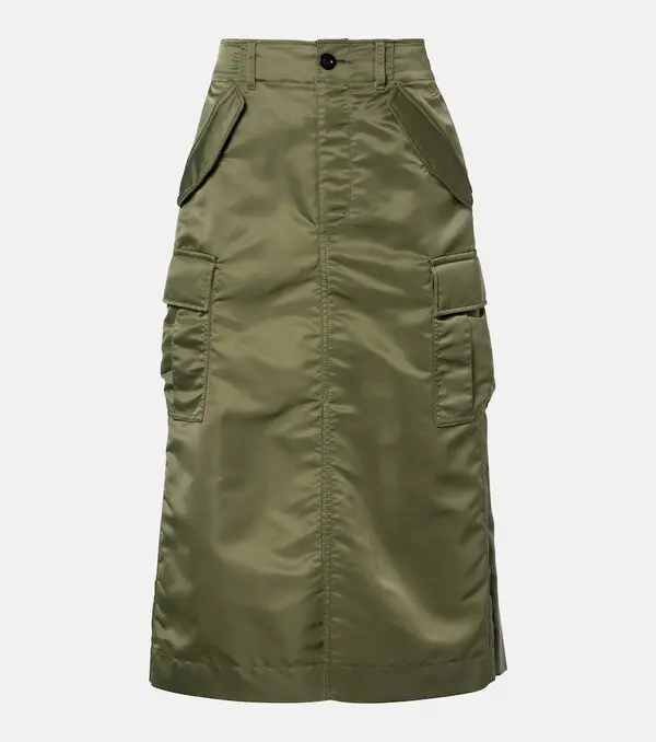 Sacai Pleated Midi Skirt - Green