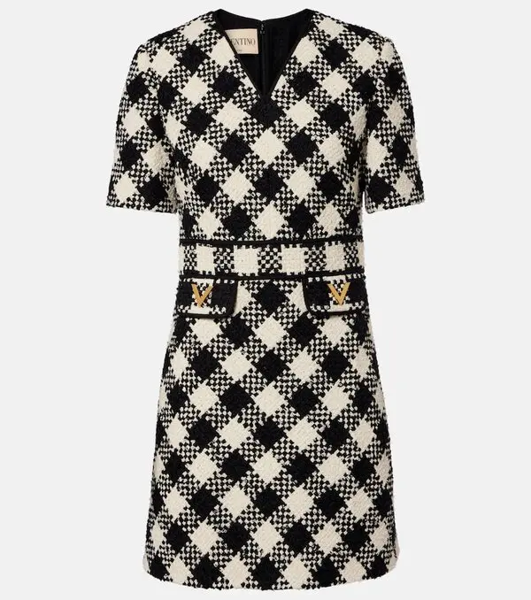 Valentino Garavani Vgold Checked Tweed Minidress