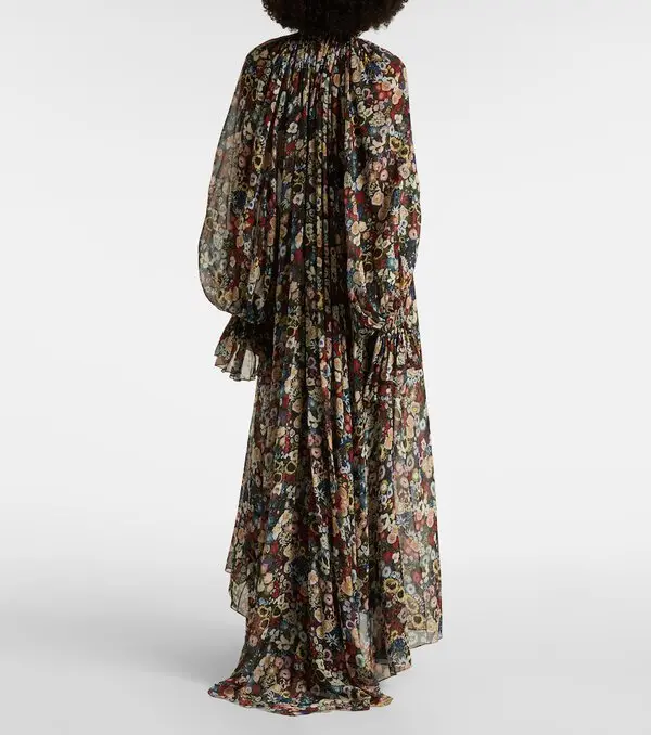 Khaite Edgar Floral Silk Tulle Maxi Dress