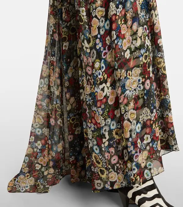 Khaite Edgar Floral Silk Tulle Maxi Dress