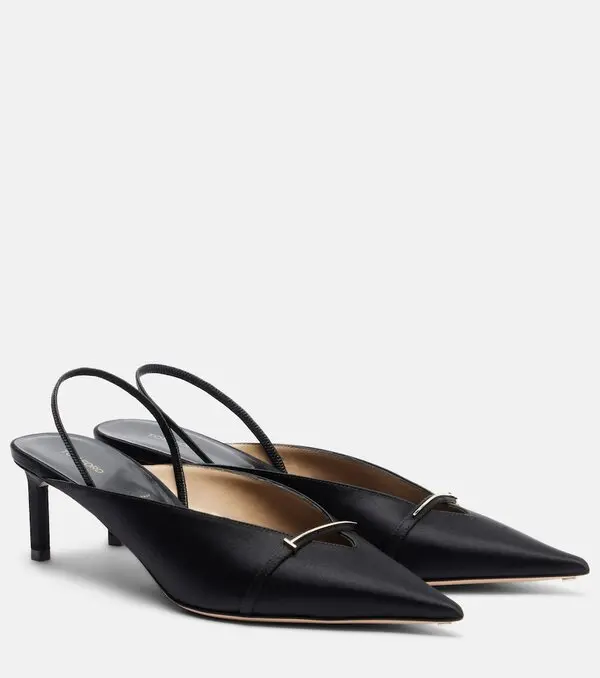 TOM FORD T Icon 55 Satin Slingback Pumps - Black