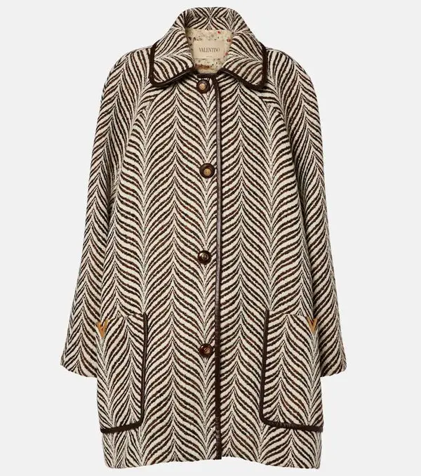 Valentino Garavani Vgold Wool And Cashmere Coat - Brown