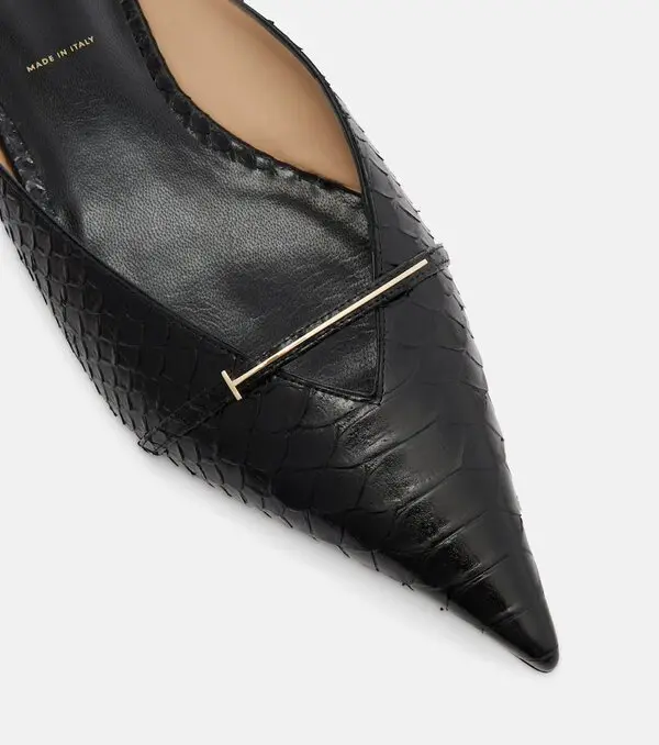 TOM FORD T Icon Croc-effect Leather Sandals - Black