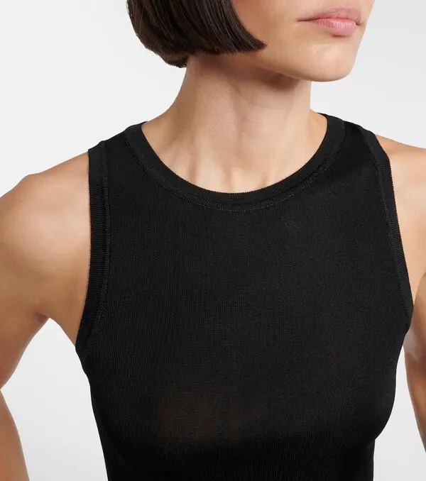 Saint Laurent Ribbed-knit Jersey Tank Top - Black