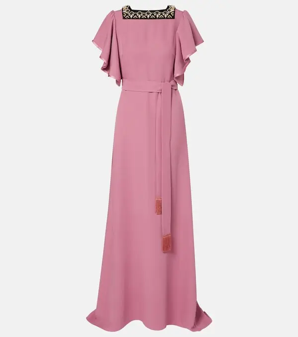 Valentino Garavani Cady Couture Embellished Belted Gown - Pink