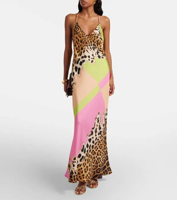 Roberto Cavalli Printed Silk Slip Dress - Multicoloured