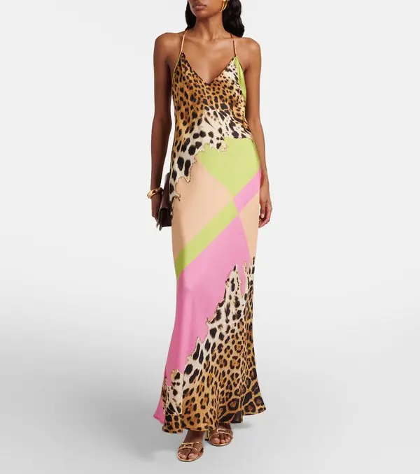 Roberto Cavalli Printed Silk Slip Dress - Multicoloured