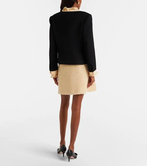 Valentino Garavani Vgold Wool-blend Tweed Miniskirt - Pink