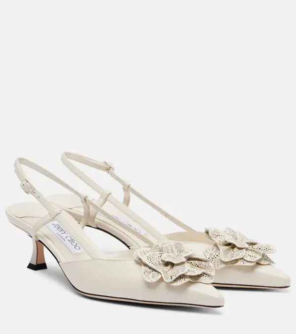 JIMMY CHOO Mimmi 50 Leather Slingback Pumps - White