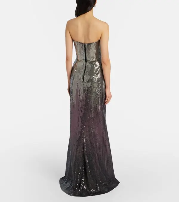 Elie Saab Sequin Embellished Strapless Gown