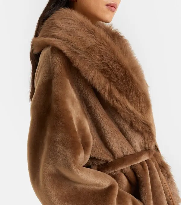 Nour Hammour Isadora Shearling Wrap Coat