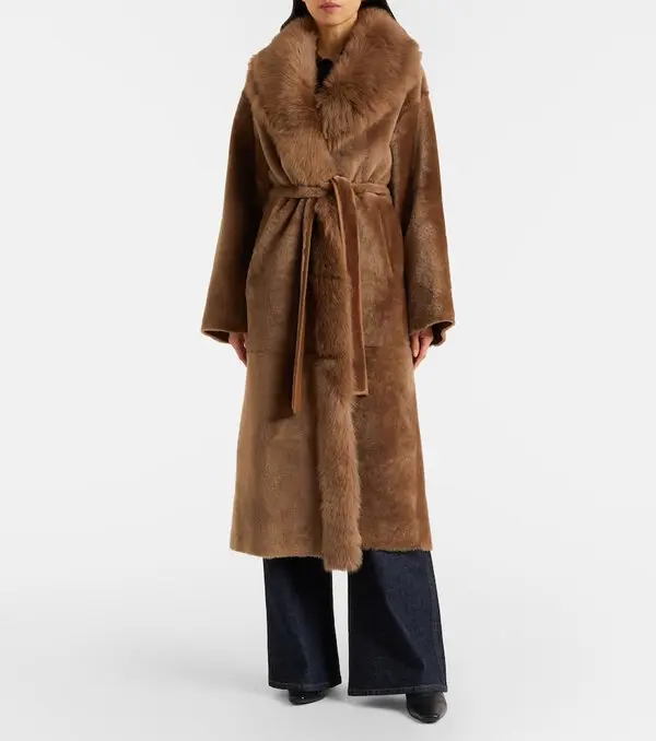 Nour Hammour Isadora Shearling Wrap Coat