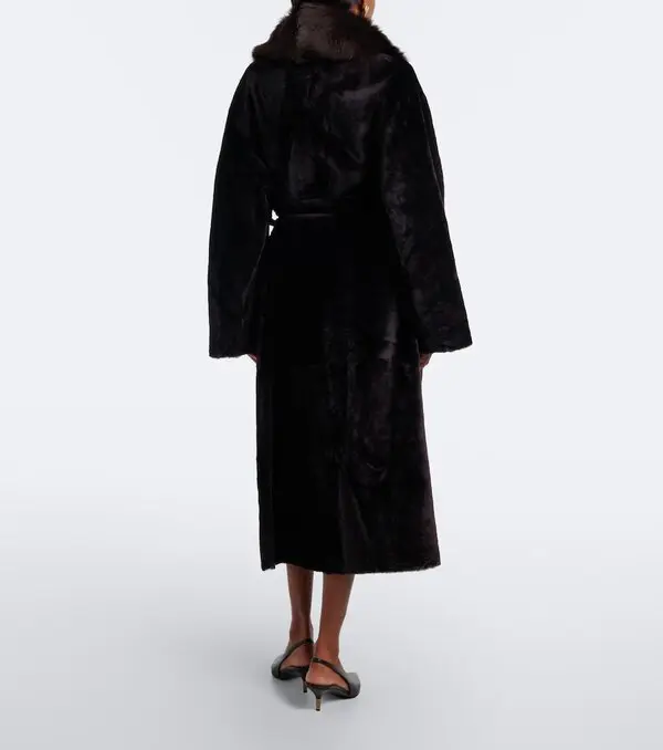 Nour Hammour Isadora Shearling Wrap Coat - Brown