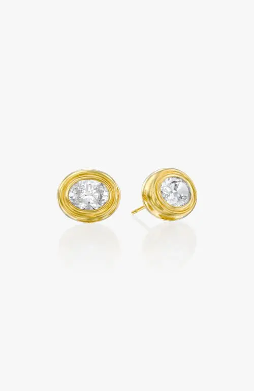 SEREIA OFFICIAL Alexis Oval Stud Earrings - Yellow Gold