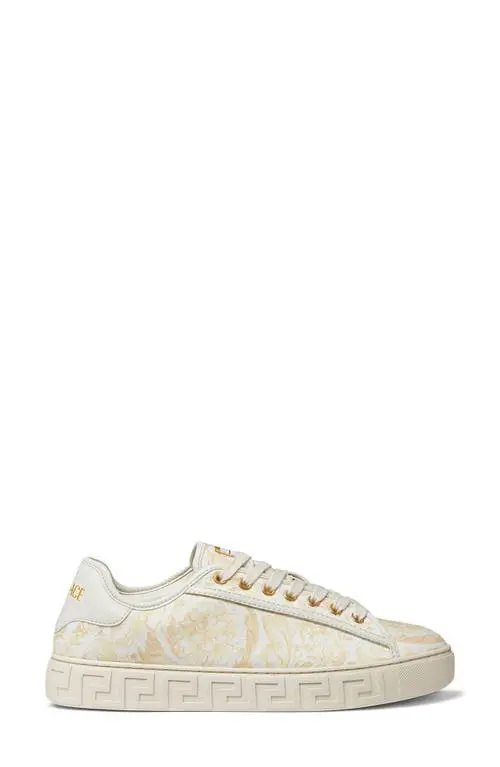 Versace Barocco Jacquard Greca Low Top Sneakers - Washed Gold/off White
