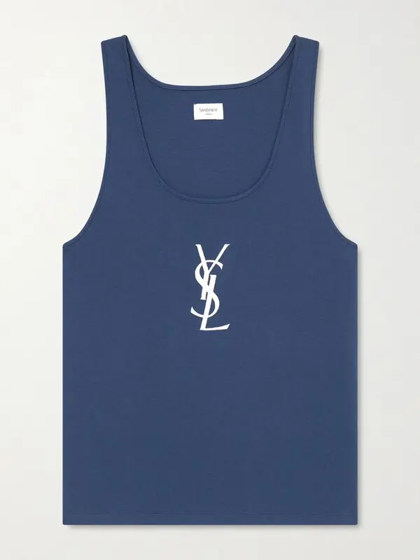 Saint Laurent Logo-embroidered Tank Top - Blue
