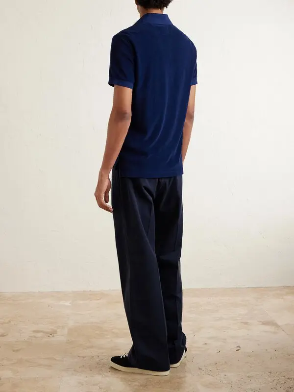 TOM FORD Slim-fit Cotton-blend Terry Polo Shirt - Blue
