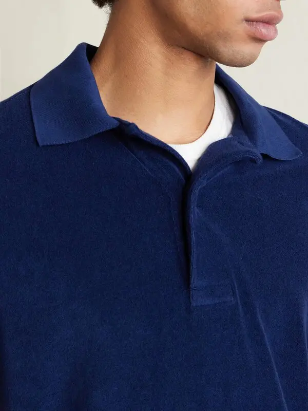 TOM FORD Slim-fit Cotton-blend Terry Polo Shirt - Blue
