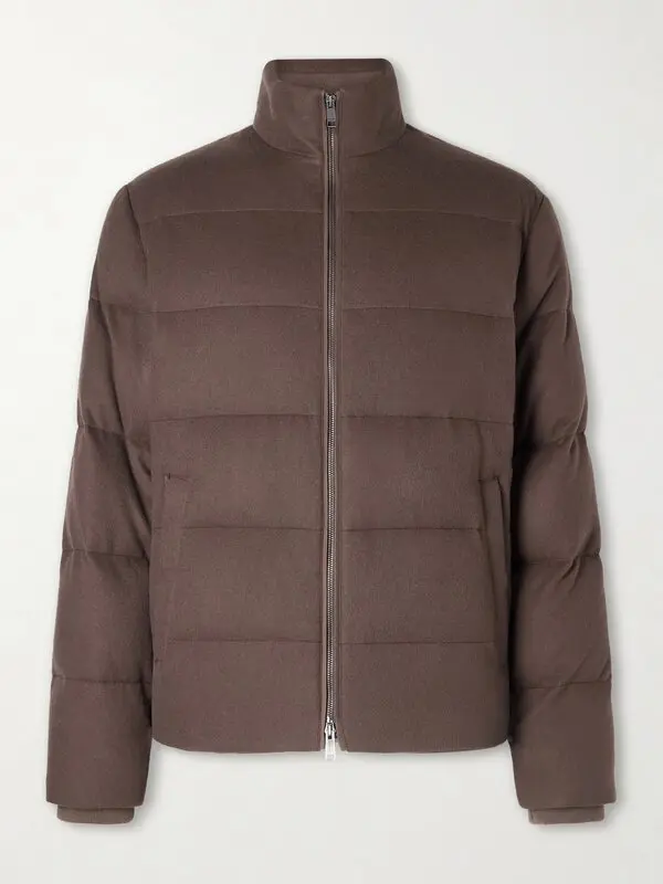 Zegna Quilted Oasi Cashmere Down Jacket - Brown