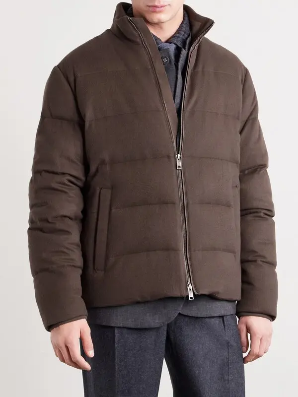 Zegna Quilted Oasi Cashmere Down Jacket - Brown