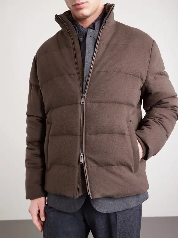 Zegna Quilted Oasi Cashmere Down Jacket - Brown