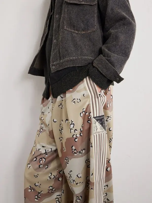 Kapital Straight-leg Pleated Printed Tech-jersey Track Pants