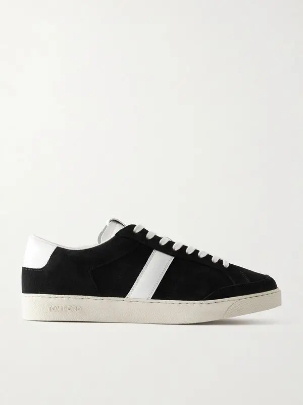 TOM FORD Blake Leather-trimmed Suede Sneakers - Black