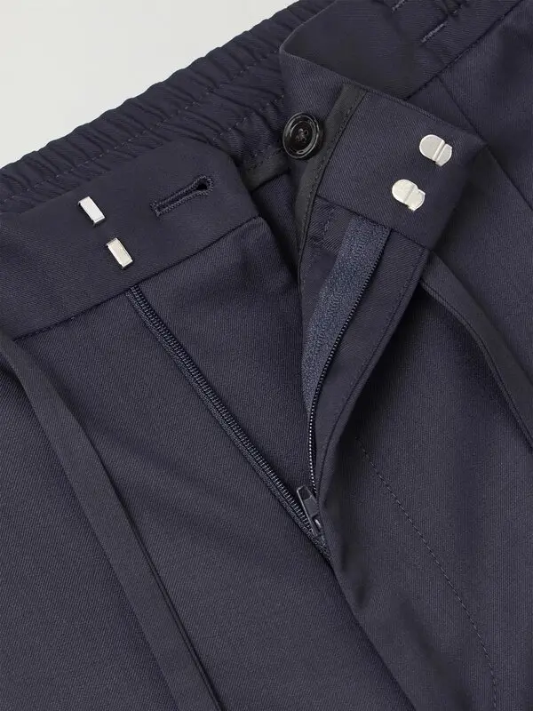 LARDINI Slim-fit Pleated Virgin Wool Drawstring Trousers - Blue