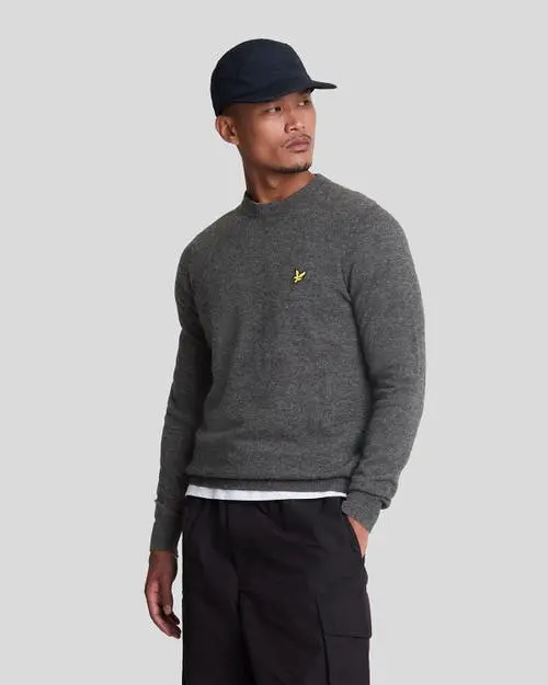 LYLE & SCOTT Lambswool Blend Crew Neck Sweater - Charcoal Marl