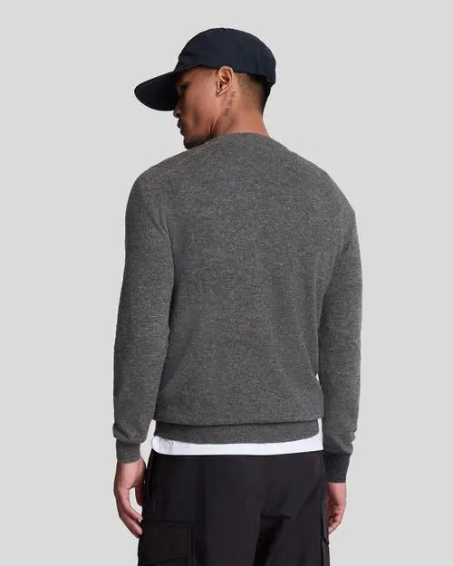 LYLE & SCOTT Lambswool Blend Crew Neck Sweater - Charcoal Marl