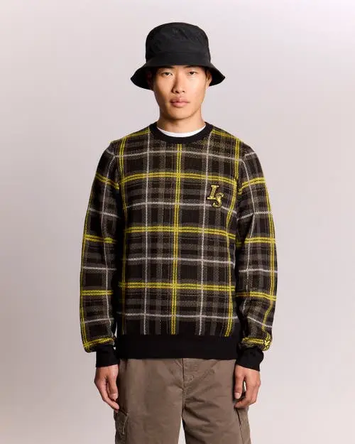 LYLE & SCOTT Ribbed Jacquard Tartan Crew Neck