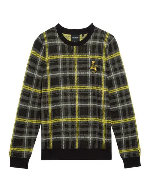LYLE & SCOTT Ribbed Jacquard Tartan Crew Neck