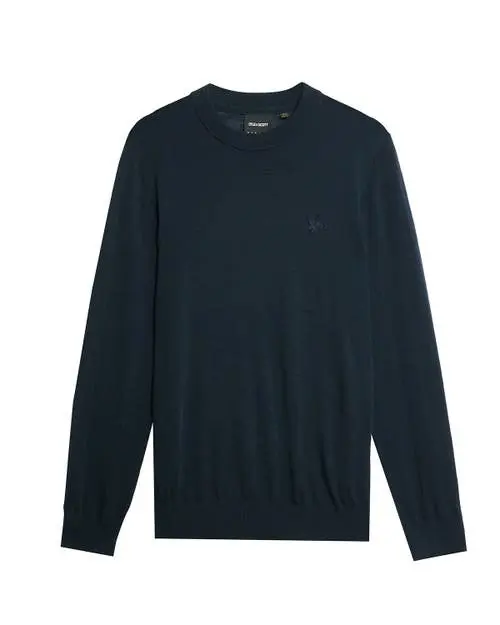 LYLE & SCOTT Tonal Eagle Merino Crew Neck Sweater - Dark Navy