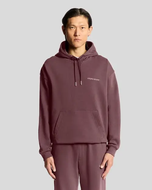LYLE & SCOTT Script Brushback Pullover Hoodie - Dusky Maroon