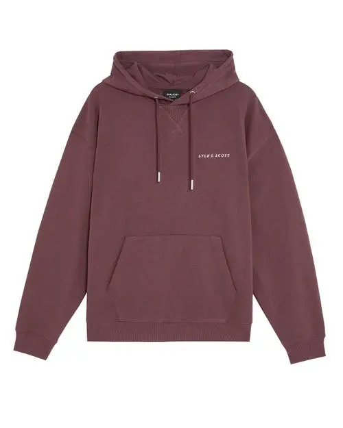 LYLE & SCOTT Script Brushback Pullover Hoodie - Dusky Maroon
