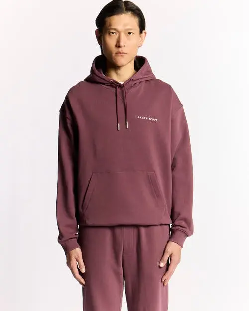 LYLE & SCOTT Script Brushback Pullover Hoodie - Dusky Maroon