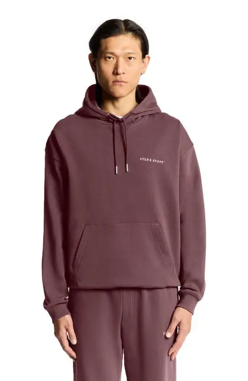 LYLE & SCOTT Script Brushback Pullover Hoodie - Dusky Maroon