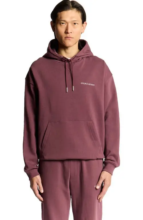 LYLE & SCOTT Script Brushback Pullover Hoodie - Dusky Maroon